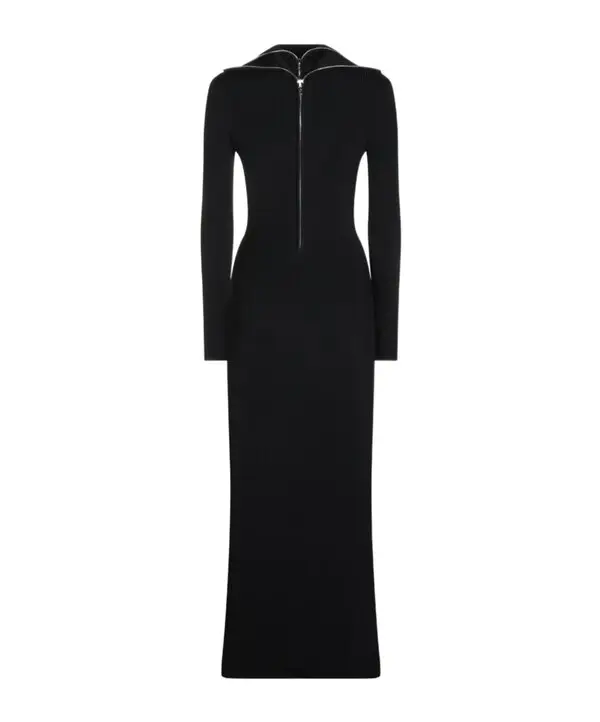 Balenciaga Zip-neck Long Knitted Dress - Black
