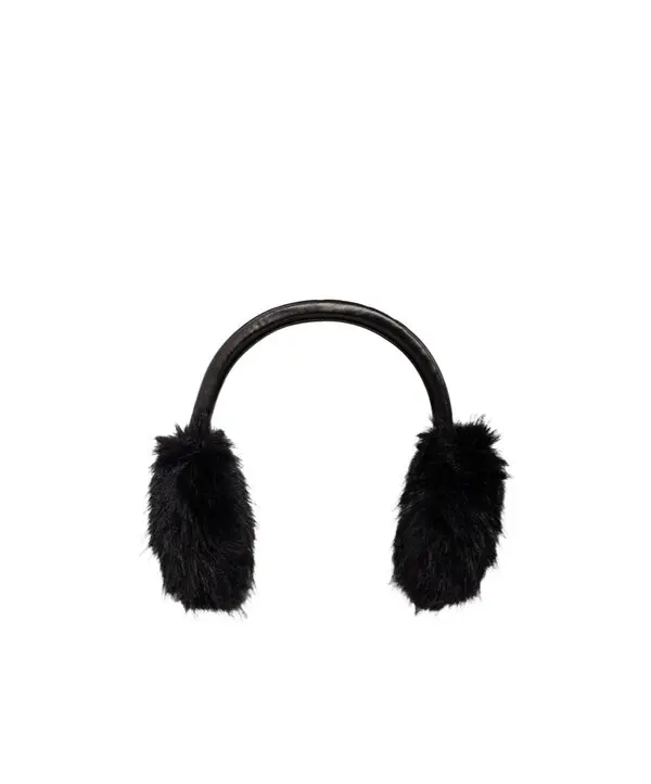 Balenciaga Logo Faux Fur Earmuffs - Black