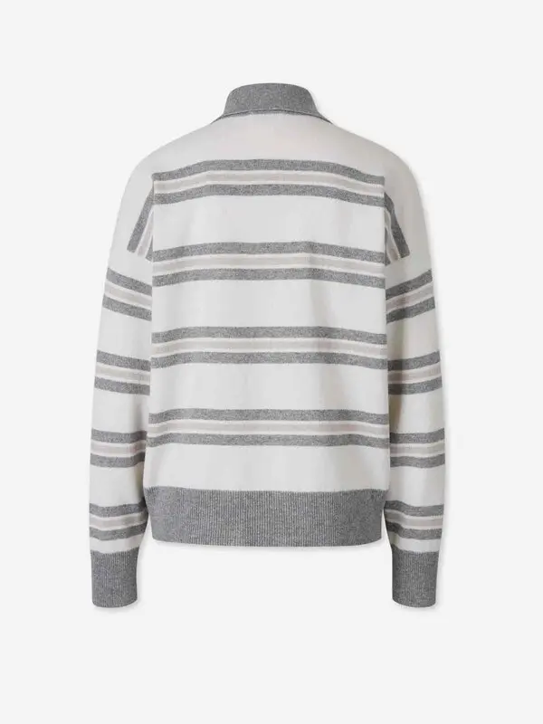 Peserico Striped Button-neck Knitted Sweater