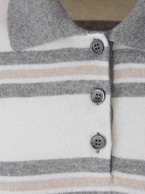 Peserico Striped Button-neck Knitted Sweater