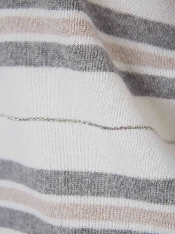 Peserico Striped Button-neck Knitted Sweater