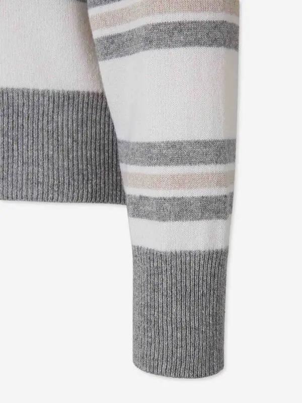 Peserico Striped Button-neck Knitted Sweater