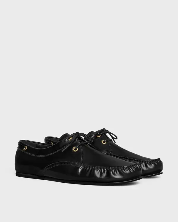 Celine Flat Derby In Polished Bullskin