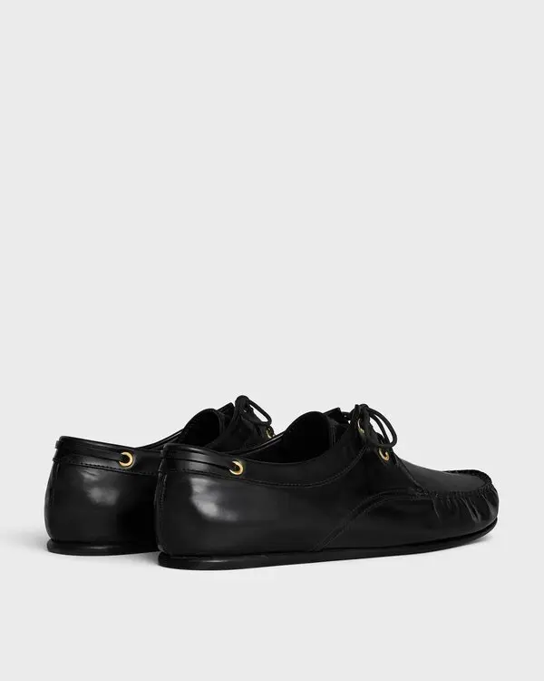 Celine Flat Derby In Polished Bullskin
