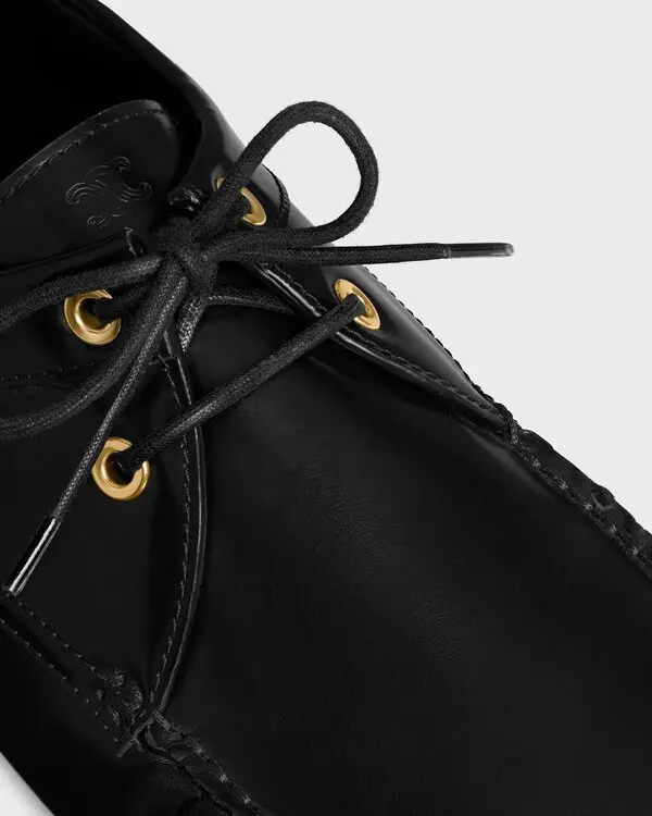 Celine Flat Derby In Polished Bullskin