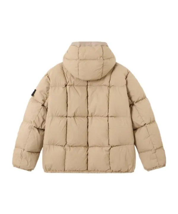 Stone Island Hooded Down Jacket With Wind Resistance - Biscuit Color
