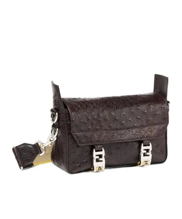 Fendi Flow Small Ostrich Leather Bag
