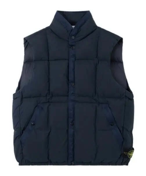 Stone Island Down Vest With Wind Resistance - Navy Blue
