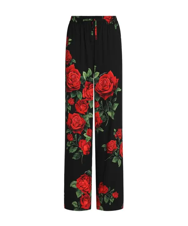 Dolce & Gabbana Dolce Gabbana Rose Printed Trousers - Multicolor