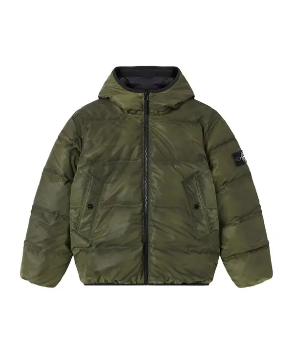 Stone Island Hooded Down Jacket With Reflective Coating