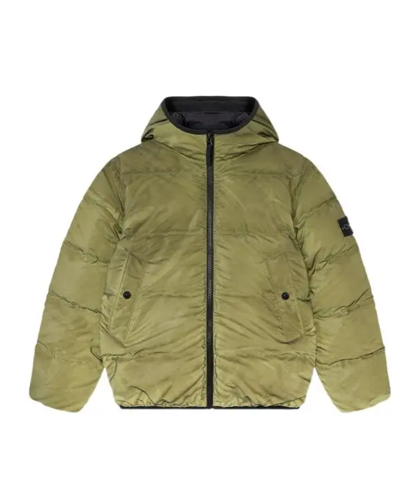 Stone Island Hooded Down Jacket With Reflective Coating