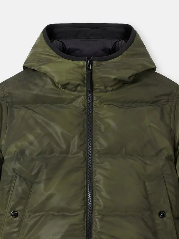 Stone Island Hooded Down Jacket With Reflective Coating