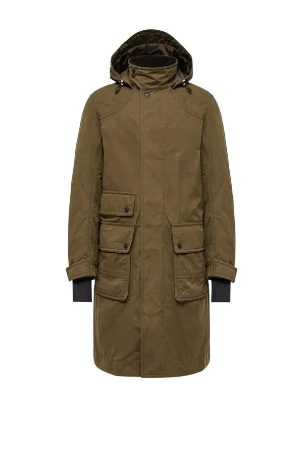 Moncler Allaine Long Padded Hooded Canvas Parka - Olive Green
