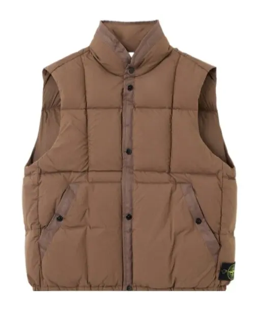 Stone Island Down Vest With Wind Resistance - Ochre