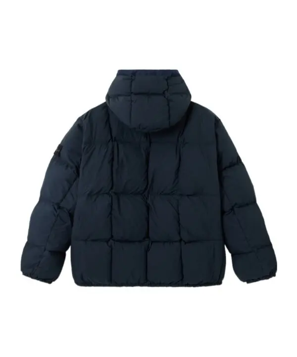 Stone Island Hooded Down Jacket With Wind Resistance - Navy Blue