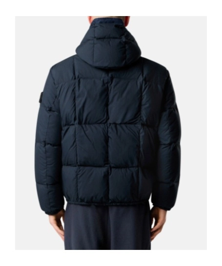 Stone Island Hooded Down Jacket With Wind Resistance - Navy Blue