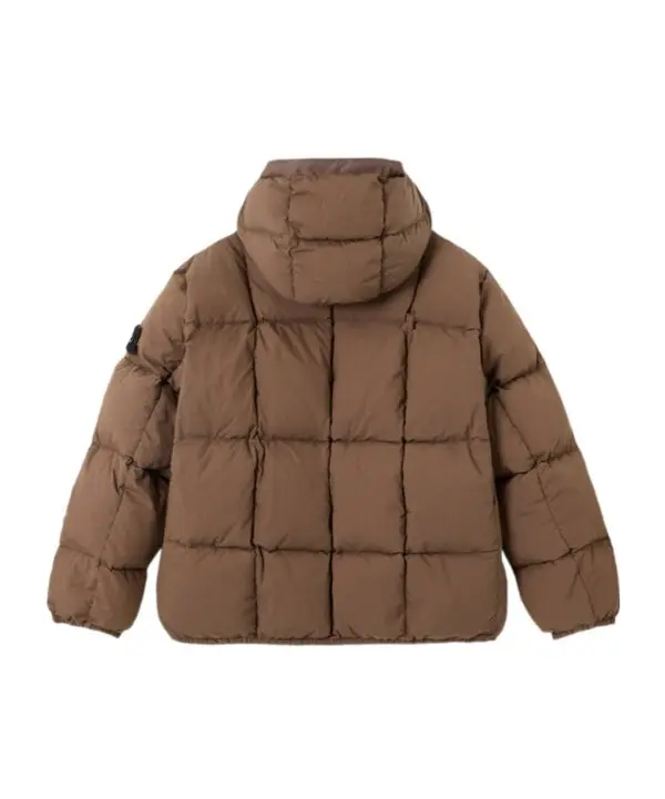 Stone Island Hooded Down Jacket With Wind Resistance - Ochre