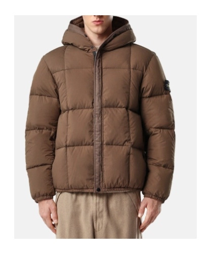 Stone Island Hooded Down Jacket With Wind Resistance - Ochre