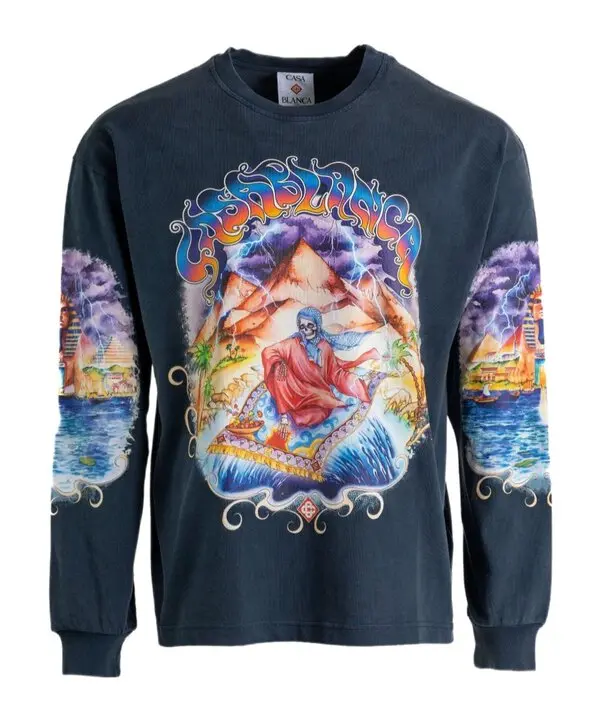 Casablanca Eveil Ancestral Printed Sweatshirt - Navy