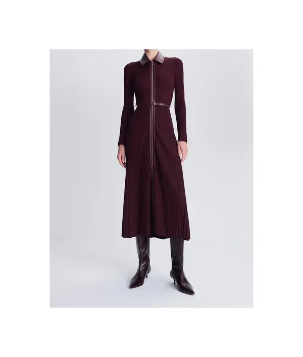 Simkhai Ismelle Belted Ribbed-knit Midi Dress