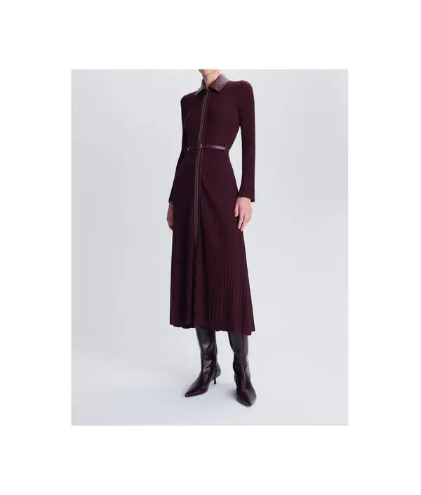 Simkhai Ismelle Belted Ribbed-knit Midi Dress