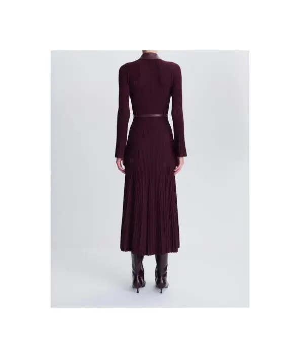 Simkhai Ismelle Belted Ribbed-knit Midi Dress