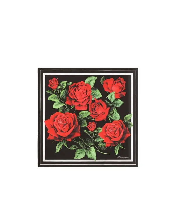 Dolce & Gabbana 50x50 Rose-print Silk Twill Scarf