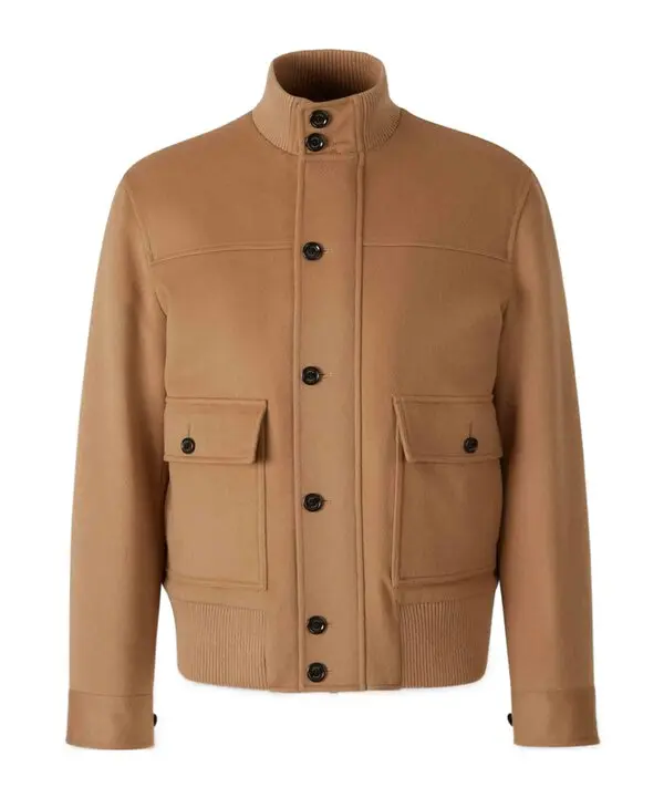 LARDINI Button-detail Ribbed-trim Jacket