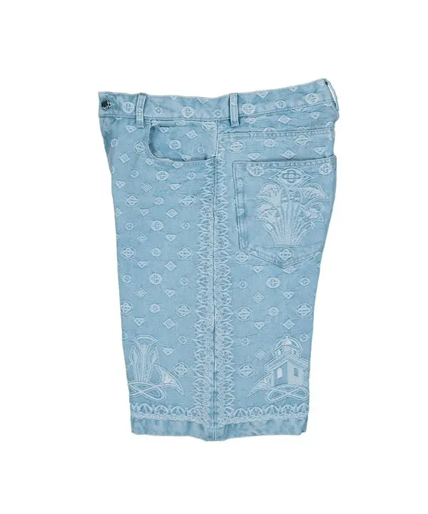 Casablanca Monogram Embroidered Denim Shorts