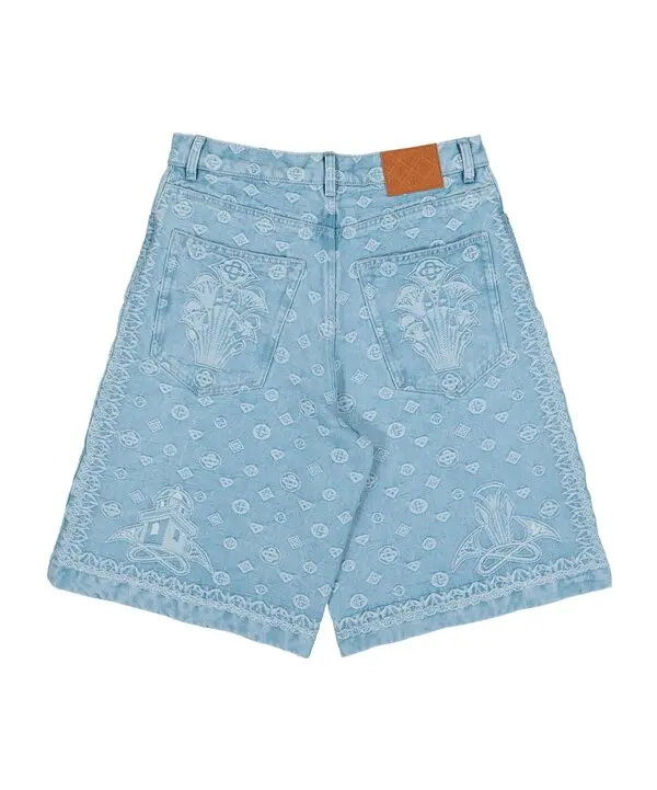 Casablanca Monogram Embroidered Denim Shorts