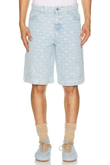 Casablanca Monogram Embroidered Denim Shorts
