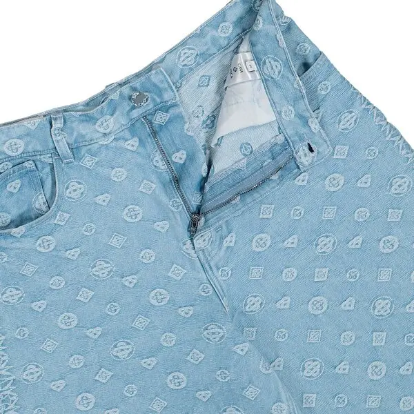 Casablanca Monogram Embroidered Denim Shorts