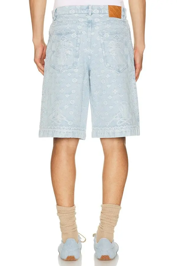 Casablanca Monogram Embroidered Denim Shorts