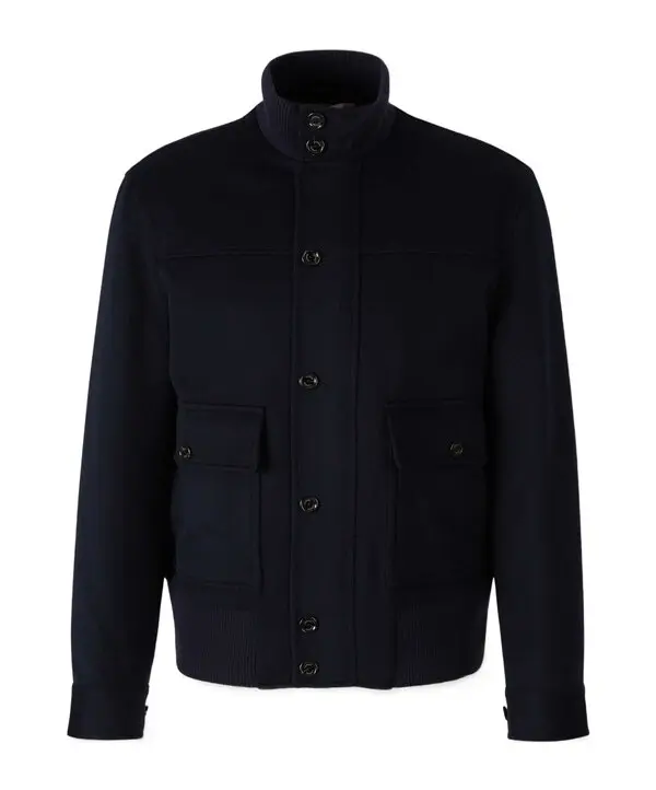 LARDINI Button-front Jacket With Ribbed Trims