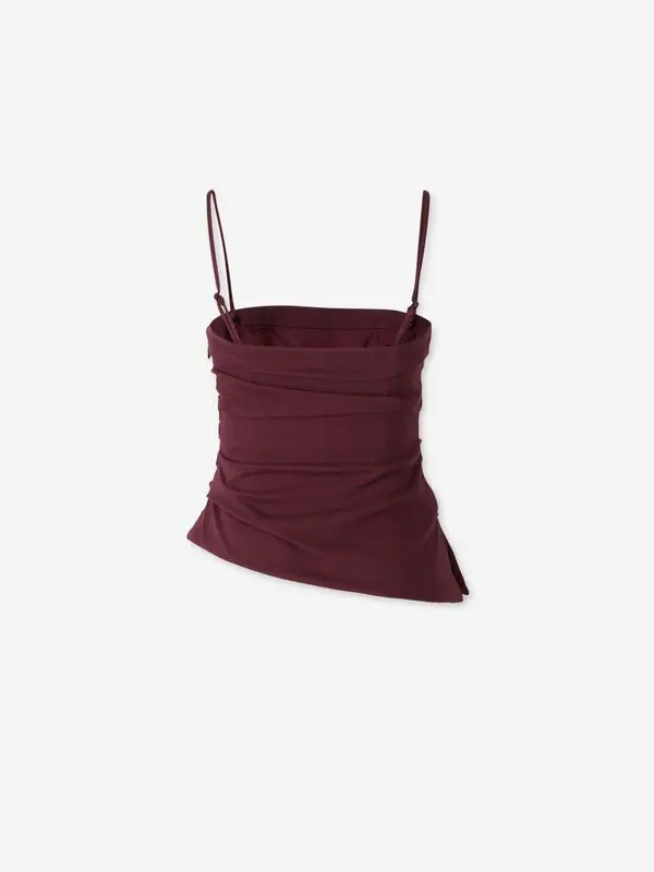 Simkhai Ruched Asymmetric-hem Top - Deep Red