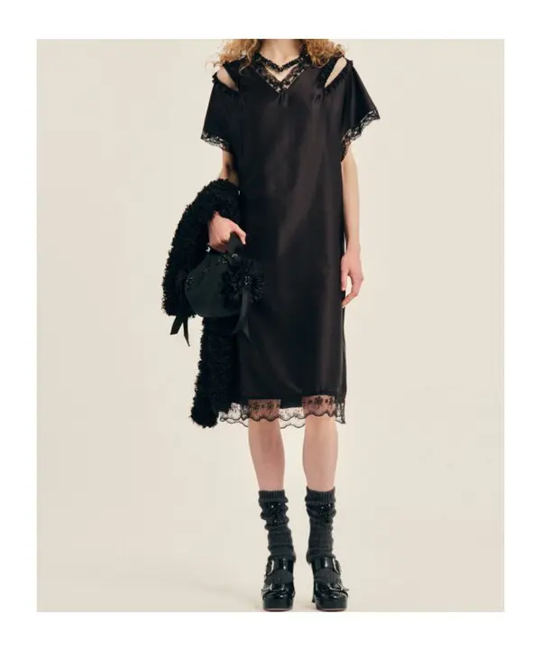 Simone Rocha Lace-trim Cut-out Midi Dress