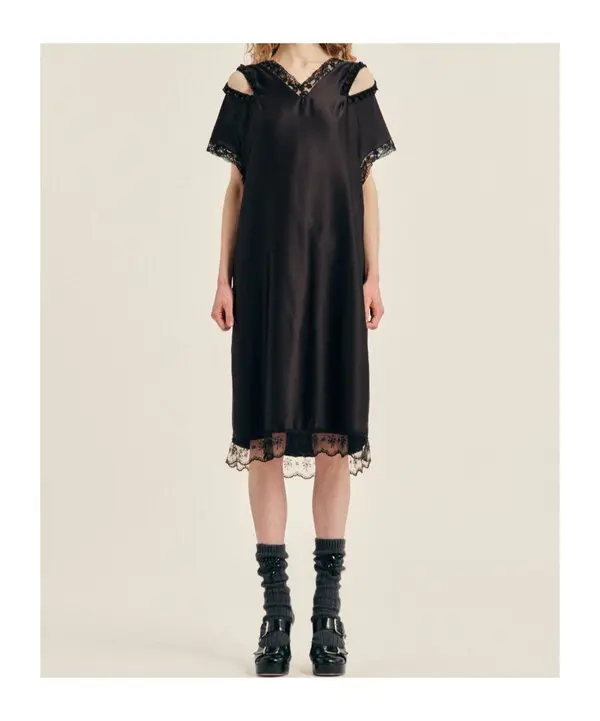 Simone Rocha Lace-trim Cut-out Midi Dress