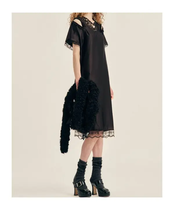 Simone Rocha Lace-trim Cut-out Midi Dress