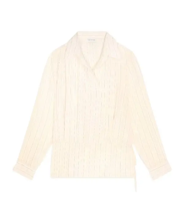 Dries Van Noten Pinstripe Wrap Top