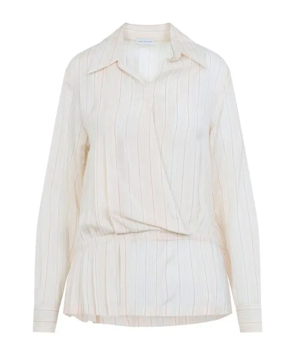 Dries Van Noten Pinstripe Wrap Top