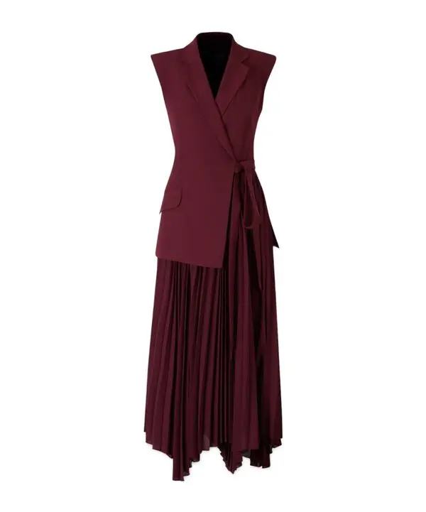 Simkhai Pleated Asymmetric-hem Dress