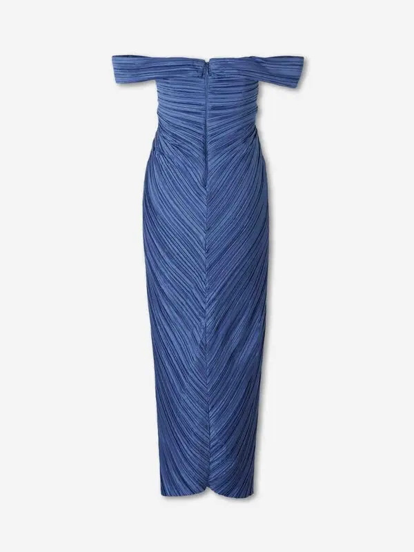Cult Gaia Off-the-shoulder Pleated Midi Dress