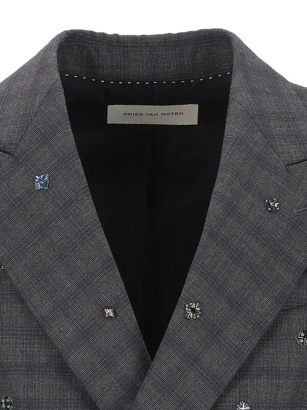 Dries Van Noten Barry Check Embellished Blazer