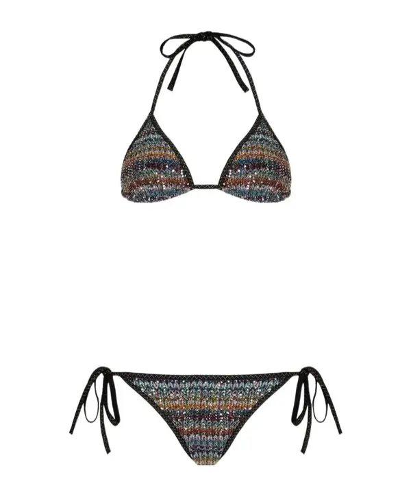 Missoni Zigzag-knit Sequin-embellished Bikini