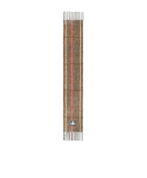 VIVIENNE WESTWOOD Check-pattern Fringed Scarf - Brown