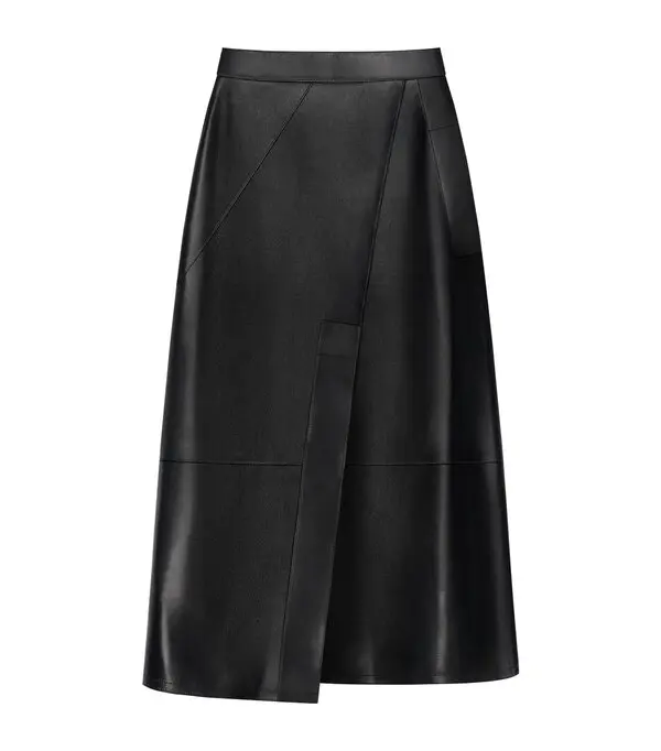 Givenchy Leather Asymmetric Midi Skirt - Black