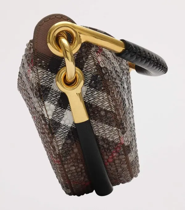 Burberry Leather Embellished Check Bridle Clutch Bag