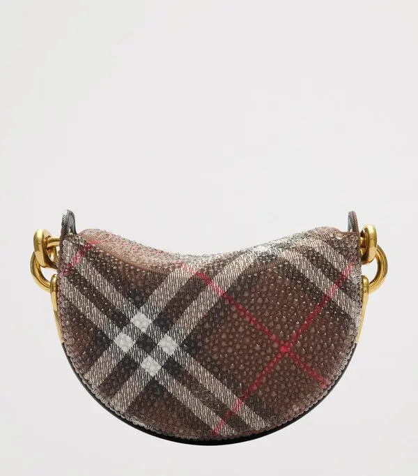 Burberry Leather Embellished Check Bridle Clutch Bag