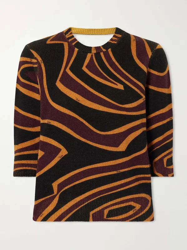 Emilio Pucci Intarsia-knit Open-back Wool-blend Sweater