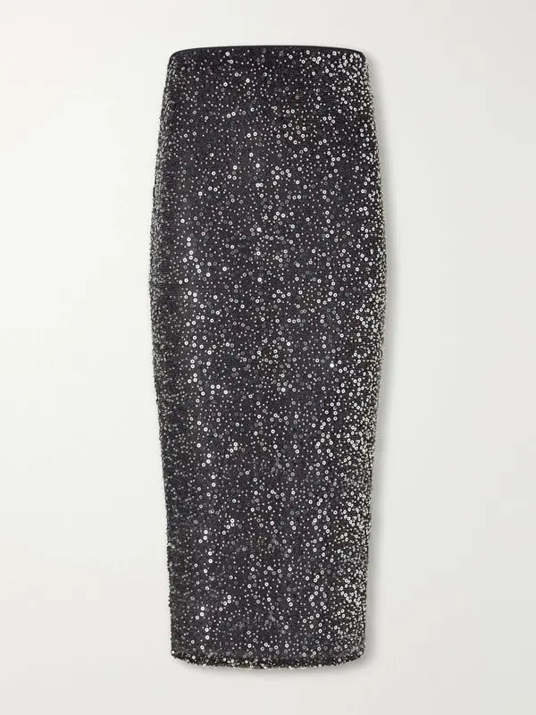 MARANT ETOILE Nejany Sequin-embellished Tulle Midi Skirt